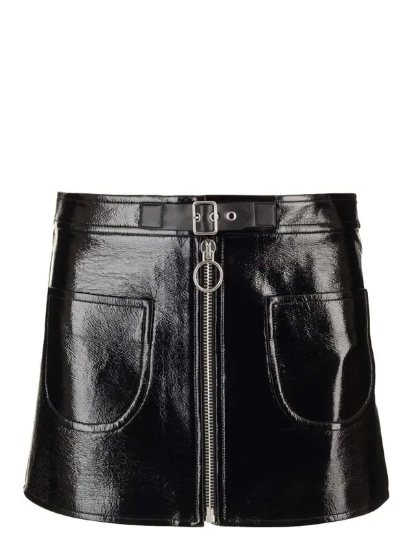 COURREGES Buckled Vinyl Mini Skirt - Black