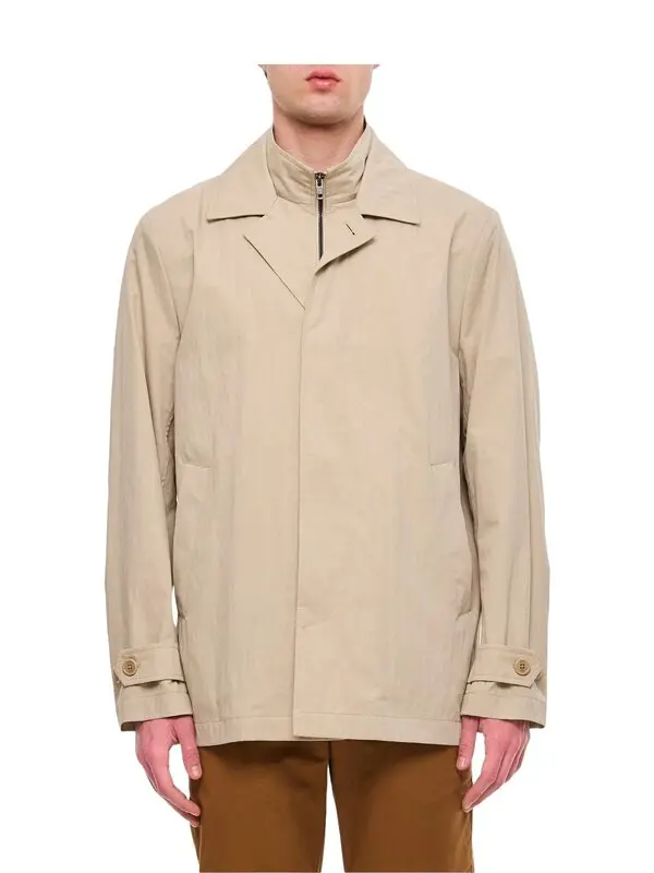 FAY Zip-up Buttoned Collar Jacket - Nude