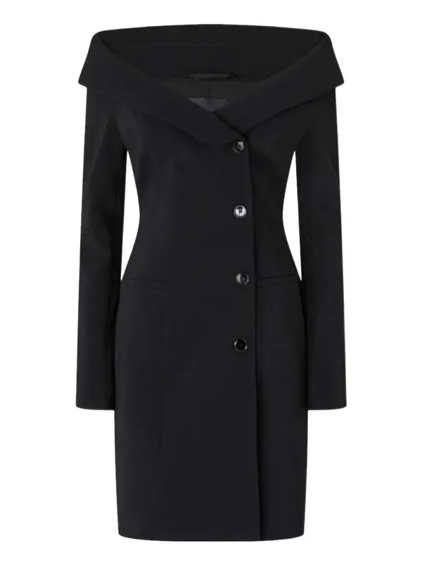 Pinko Blazer-style Sheath Dress With Off-center Placket - Black