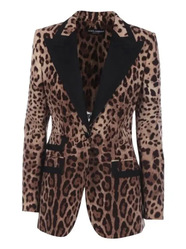 Dolce & Gabbana Leopard Print Blazer - Black