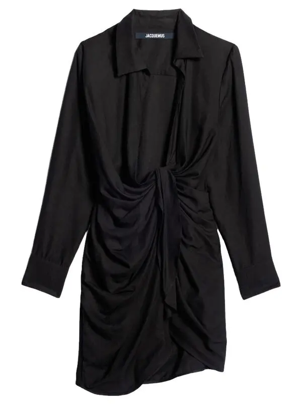 Jacquemus Draped Asymmetric Mini Dress - Black