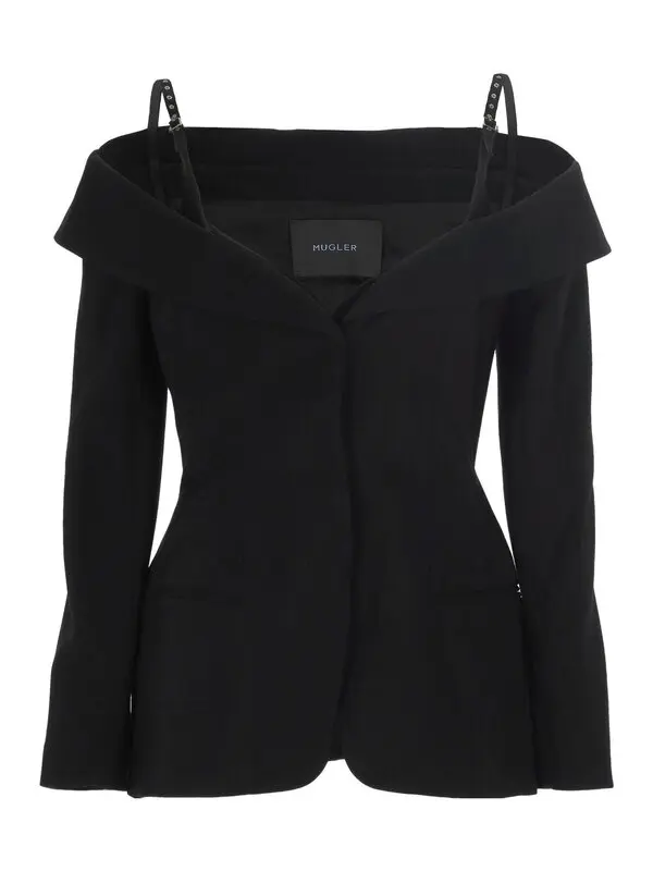 MUGLER Off-shoulder Jacket - Black