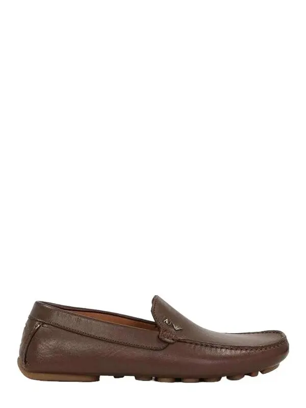 Emporio Armani Logo Detail Slip-on Loafers - Brown