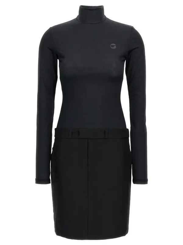Coperni Hybrid Tailored Dress With High Collar - Black