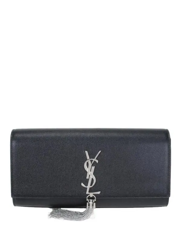 Saint Laurent Logo Button Clutch - Black