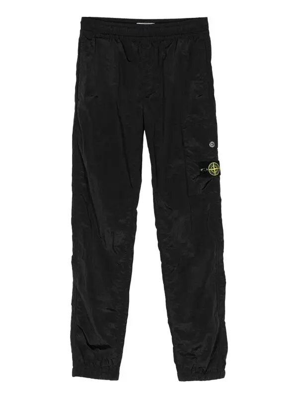 Stone Island Cargo Trousers With Detachable Compass Badge - Black