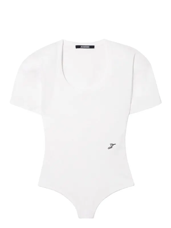 Jacquemus Scoop Neck Slim Fit Bodysuit - White