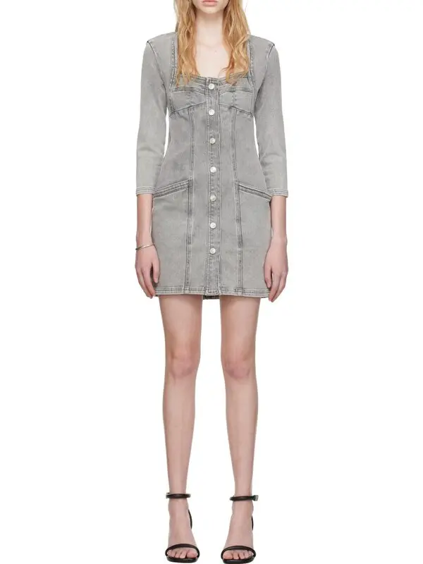 Isabel Marant Étoile Vona Mini Denim Dress - Gray
