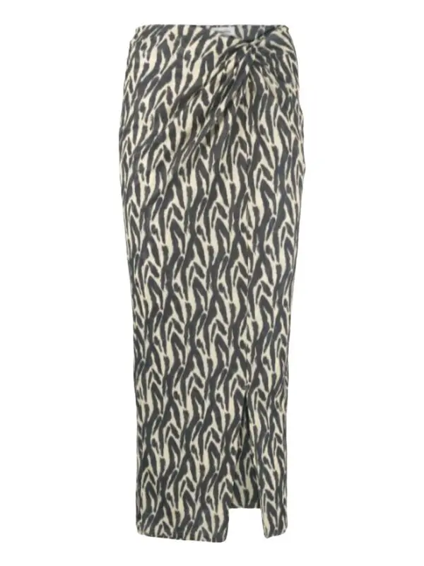 Nanushka Printed Twisted Sarong Skirt - Black