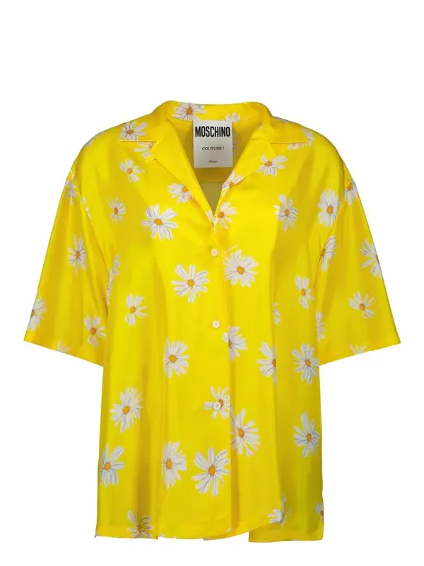 Moschino Floral Printed Short Sleeve Shirt - Yellow