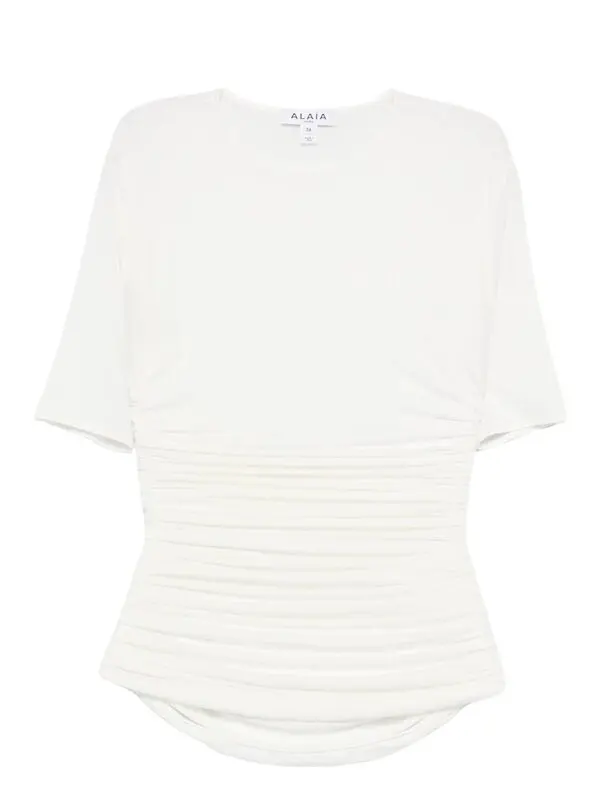 Alaïa Gathered Detail Jersey T-shirt - White