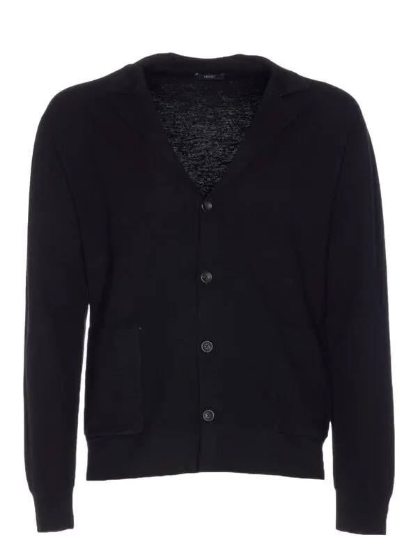 HOSIO V-neck Button-up Cardigan - Black