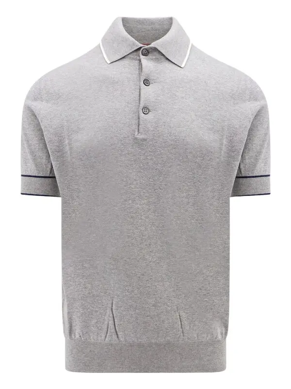 Brunello Cucinelli Short-sleeved Knitted Polo Shirt - Gray