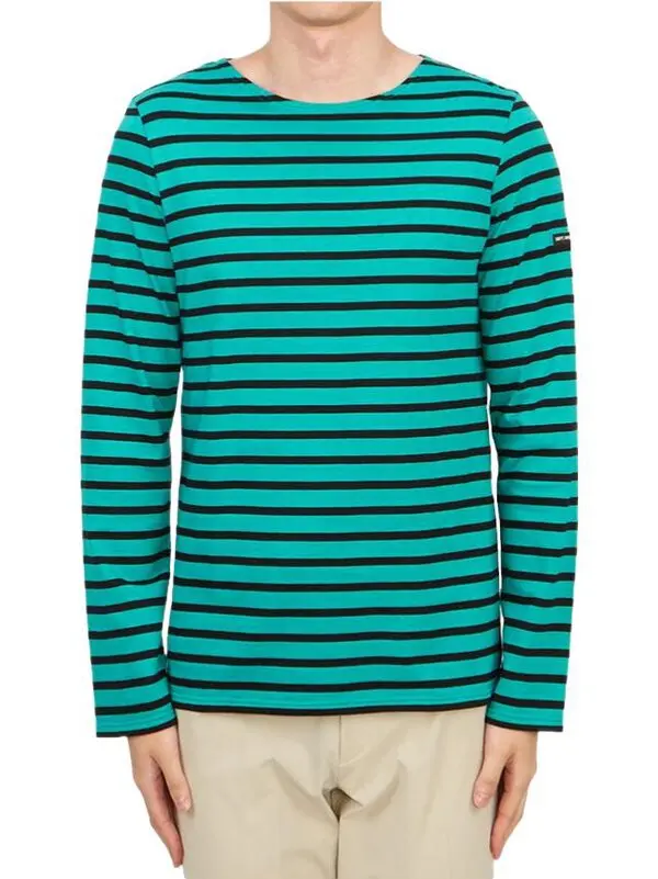 Saint James Striped Graphic T-shirt - Green