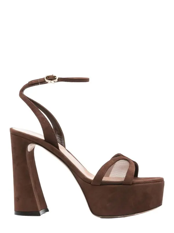 GIANVITO ROSSI 125mm Platform Ankle-strap Sandals - Brown