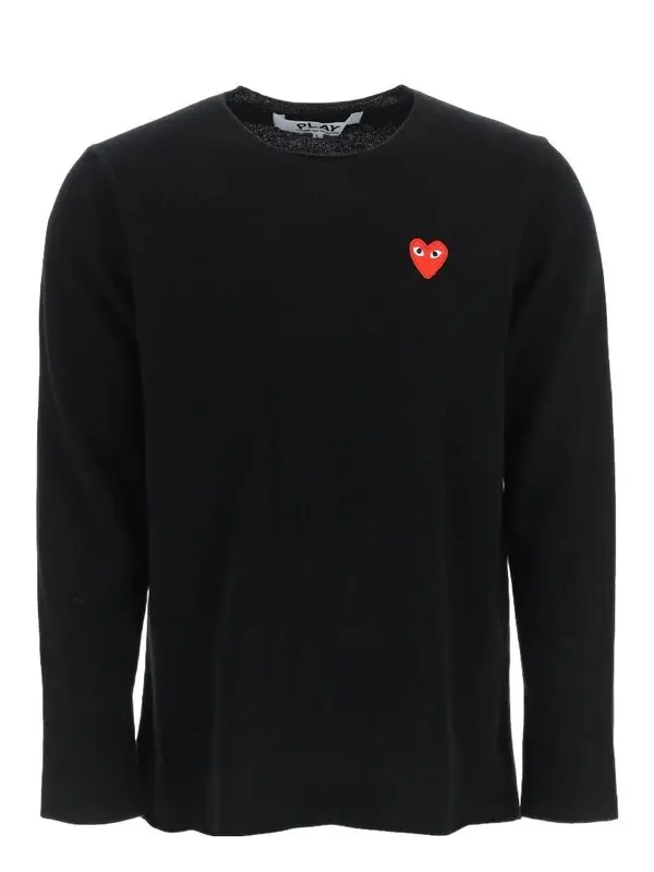 Play Comme Des Garcon Round Neck Long-sleeved Sweater - Black