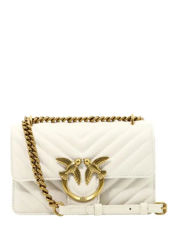 Pinko Lovebird Quilted Chain Shoulder Bag - Nude