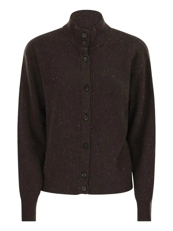 Peserico High Neck Button-up Cardigan - Black