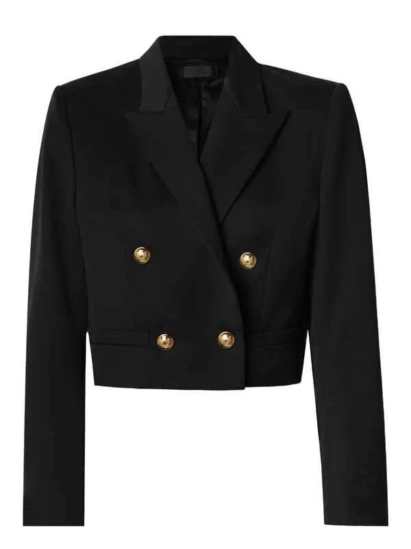 NILI LOTAN Cropped Double-breasted Blazer With Patch Pockets - Black