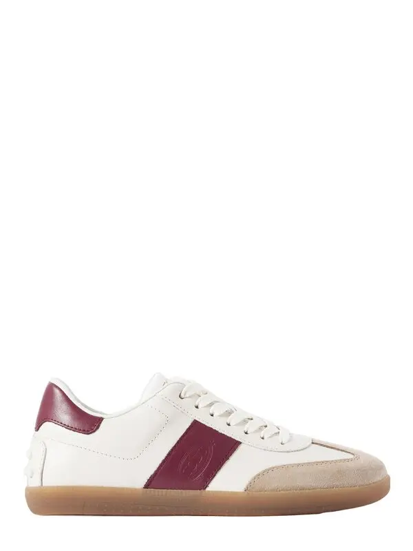 TOD'S Paneled Leather And Suede Sneakers - White