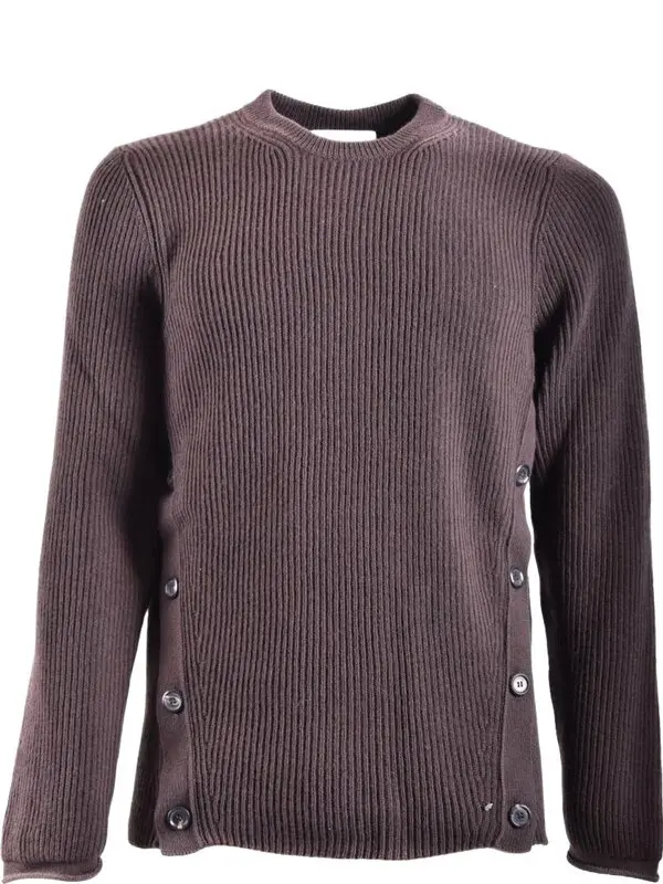 Moschino Long-sleeved Button-detailed Ribbed Sweater - Black