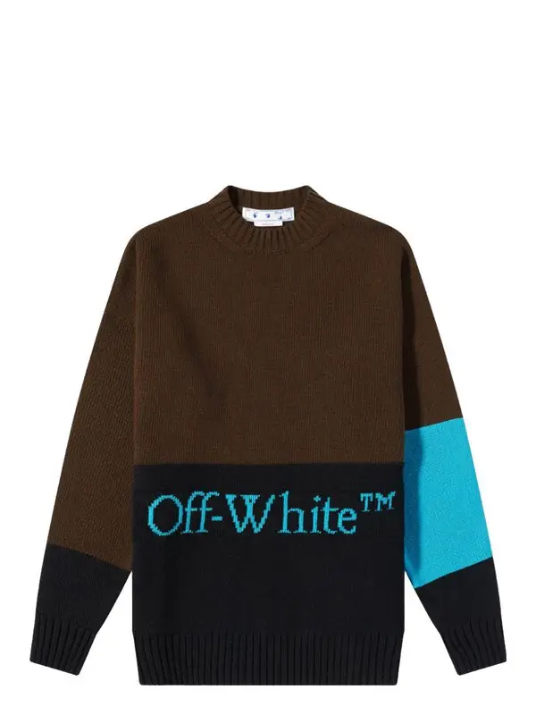 Off-White Color-block Logo Intarsia Knitted Pullover - Black