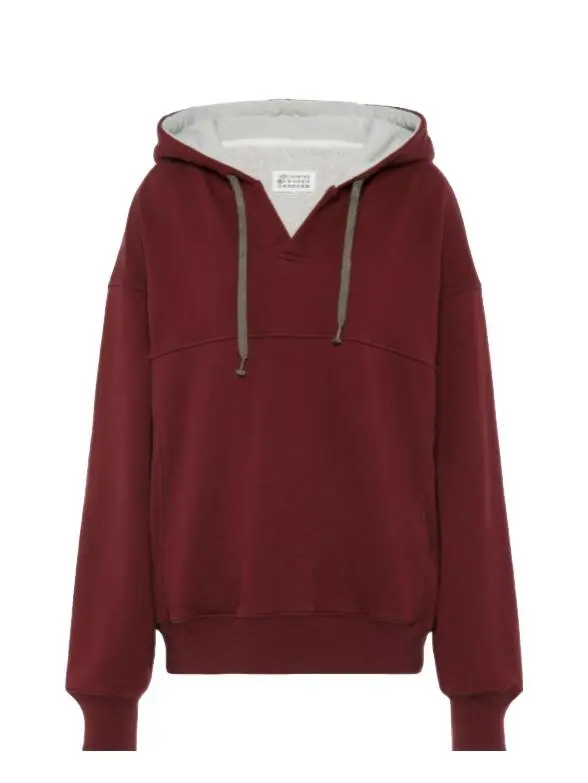 MAISON MARGIELA Half Zip Hoodie - Bordeaux