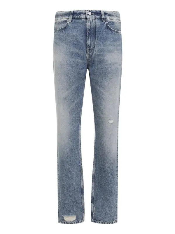 Givenchy Logo Embroidered Distressed Jeans - Ocean Blue
