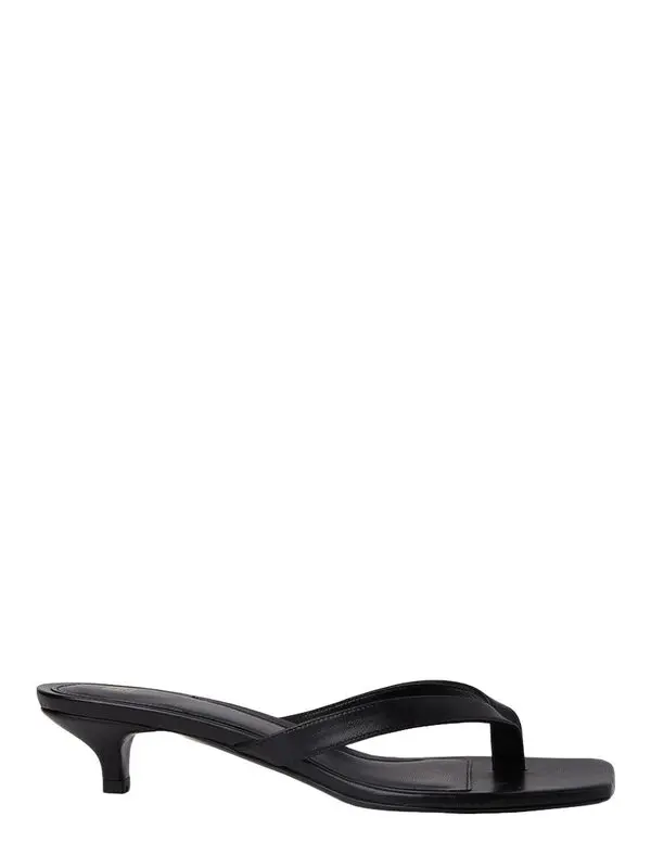 TOTEME Leather Heeled Flip-flop Sandals - Black