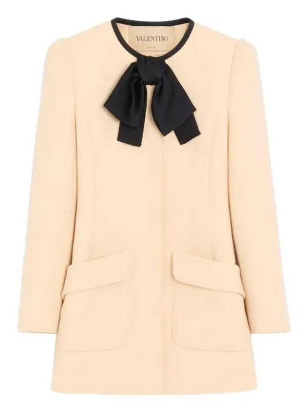 Valentino Garavani Bow Detailed Caban Coat - Birch/black