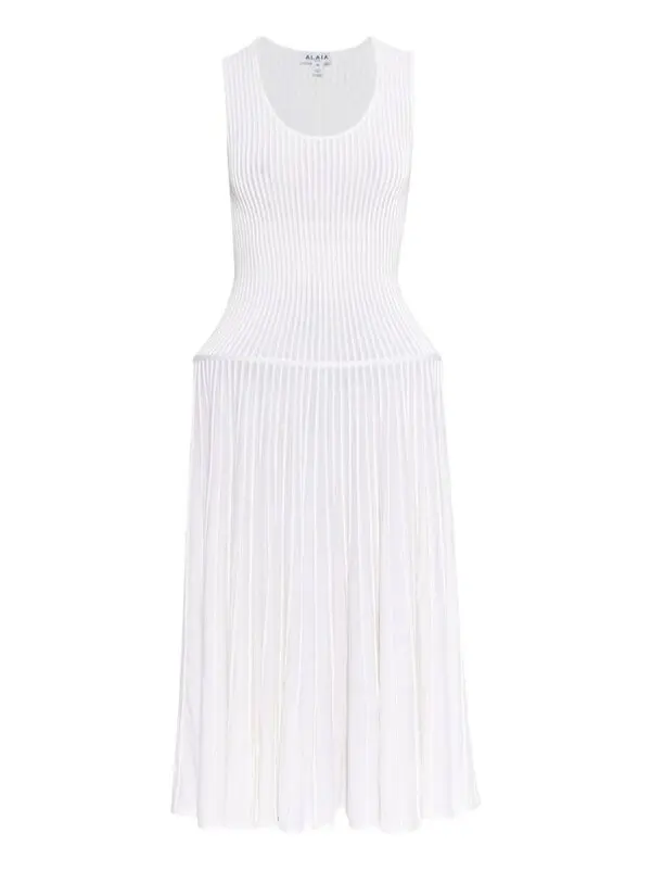 Alaïa Ribbed Crinoline Dress - White