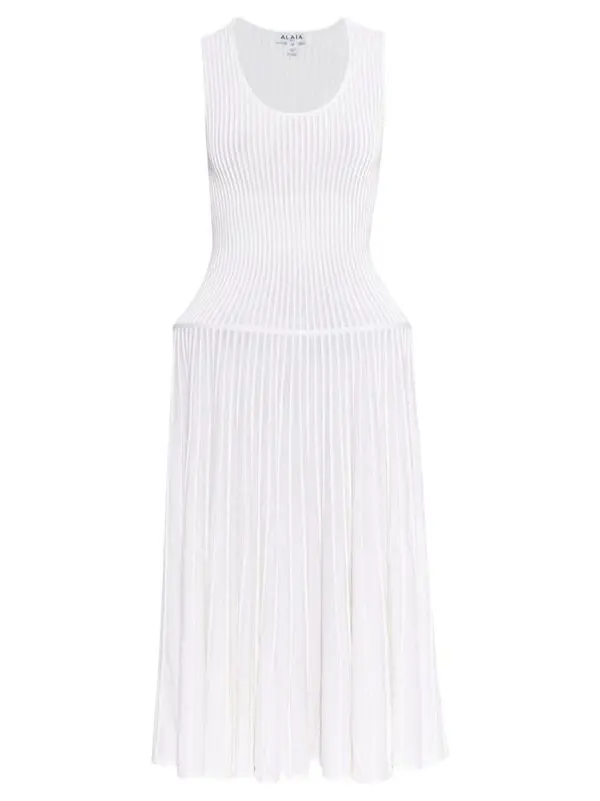 Alaïa Ribbed Crinoline Dress - White