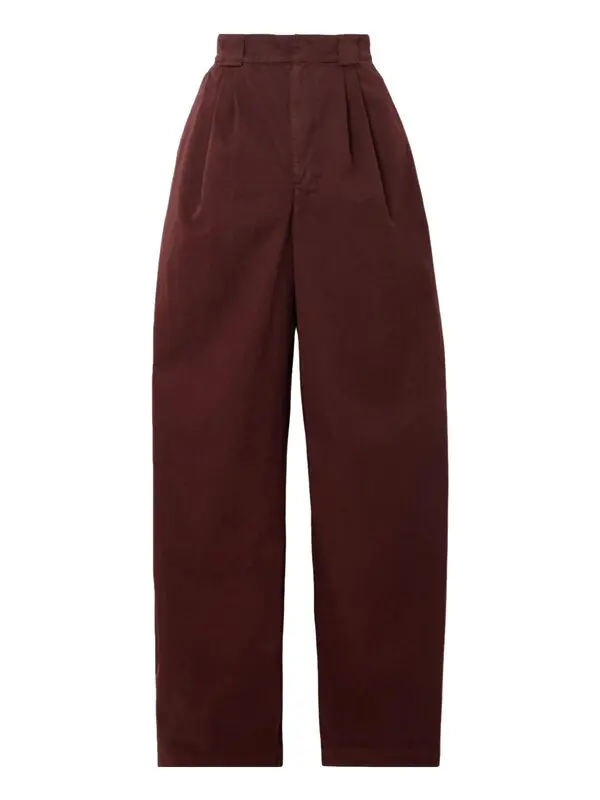 LEMAIRE Mid-rise Pleated Wide-leg Pants - Cocoa Bean