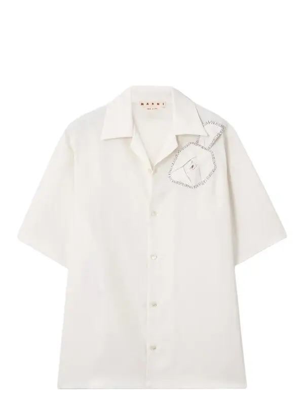 Marni Embroidered Appliqued Poplin Shirt - Off White