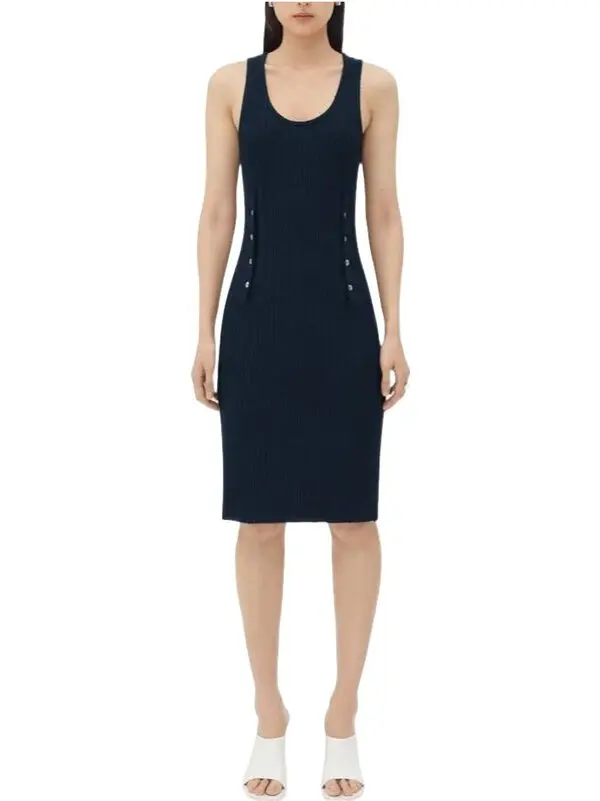 Bottega Veneta Slim Fit Ribbed Midi Dress - Black