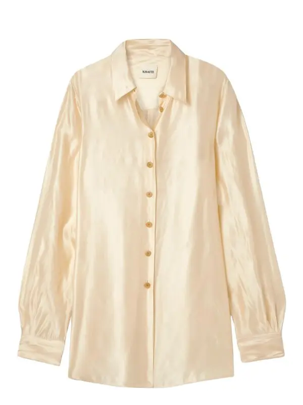 Khaite Long-sleeved Collared Shirt - Cream