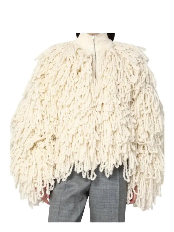 Stella McCartney Fringed Oversized Coat - White