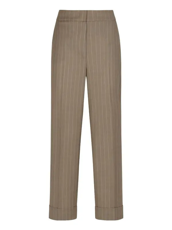Peserico Pinstriped High-waisted Wide-leg Trousers - Gray