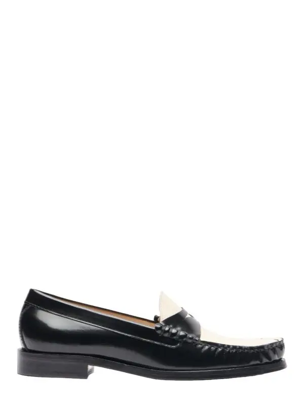 STUART WEITZMAN Round Toe Loafer With Block Heel - Black/cream