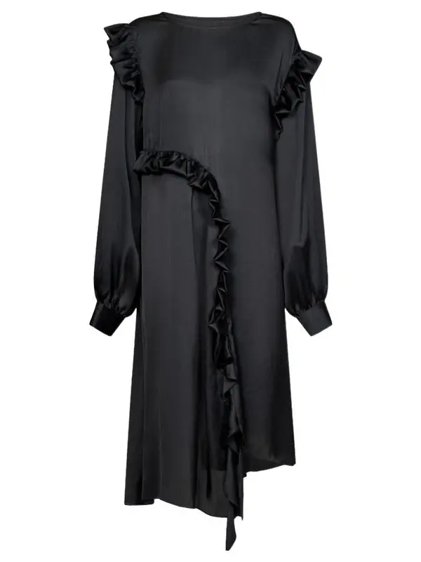 REMAIN BIRGER Asymmetrical Detail Dress - Black