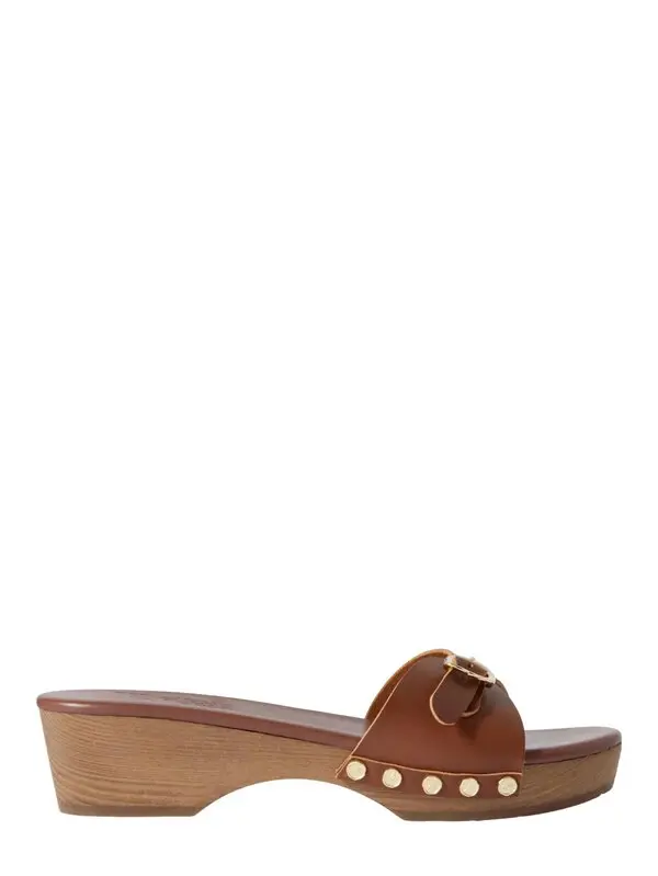 ANCIENT GREEK SANDALS Omonia Studded Leather Clogs - Brown