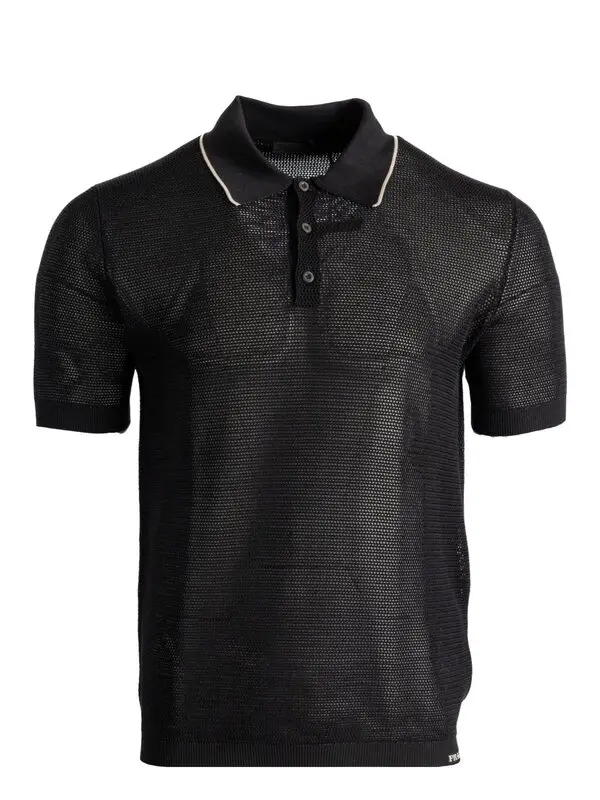 Prada Short-sleeved Mesh Polo Shirt - Black