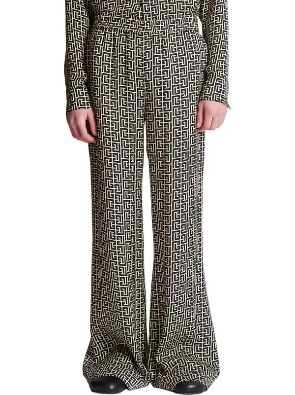 Balmain Monogrammed Flowy Trousers - Black