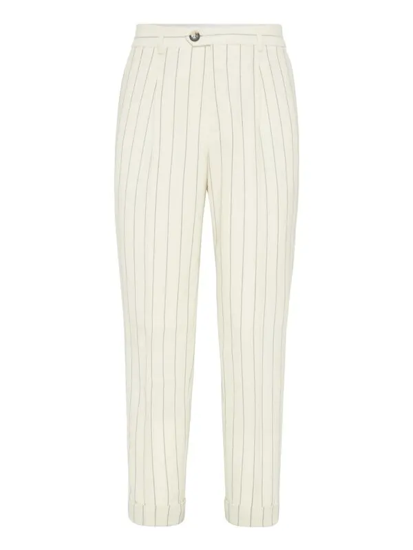 Brunello Cucinelli Striped Tailored Trousers - Panama Color