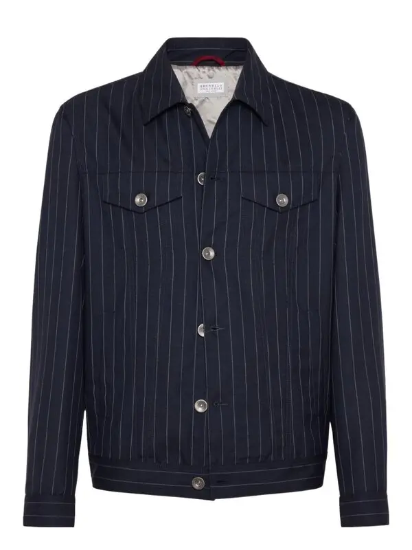 Brunello Cucinelli Striped Virgin-wool Jacket - Black