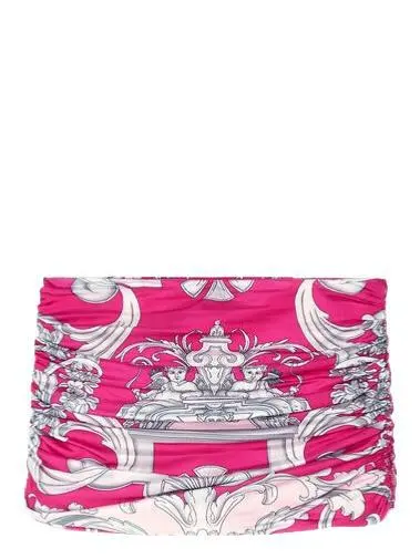 Versace Graphic Printed Ruched Mini Skirt - Pink