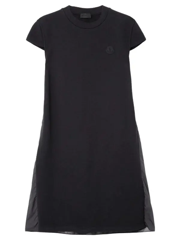 Moncler Short-sleeved Crewneck Dress With Logo Detail - Black