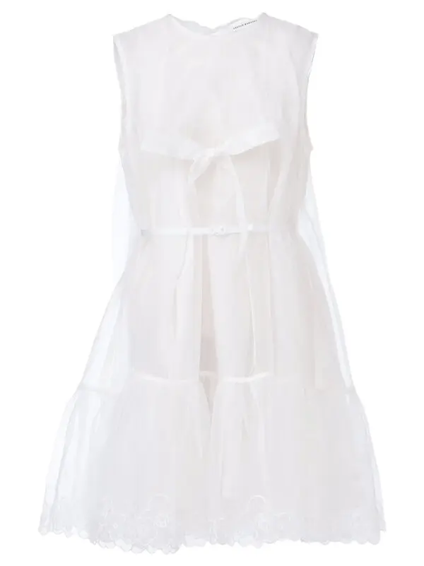 Cecilie Bahnsen Sleeveless Tiered Dress With Tie Detail - White