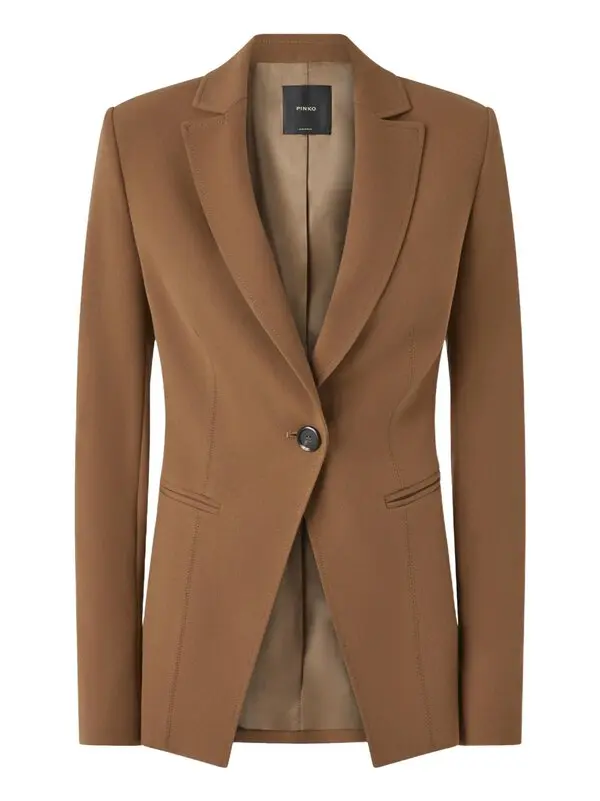 Pinko Stitch Detailed Single Breasted Blazer - Brown