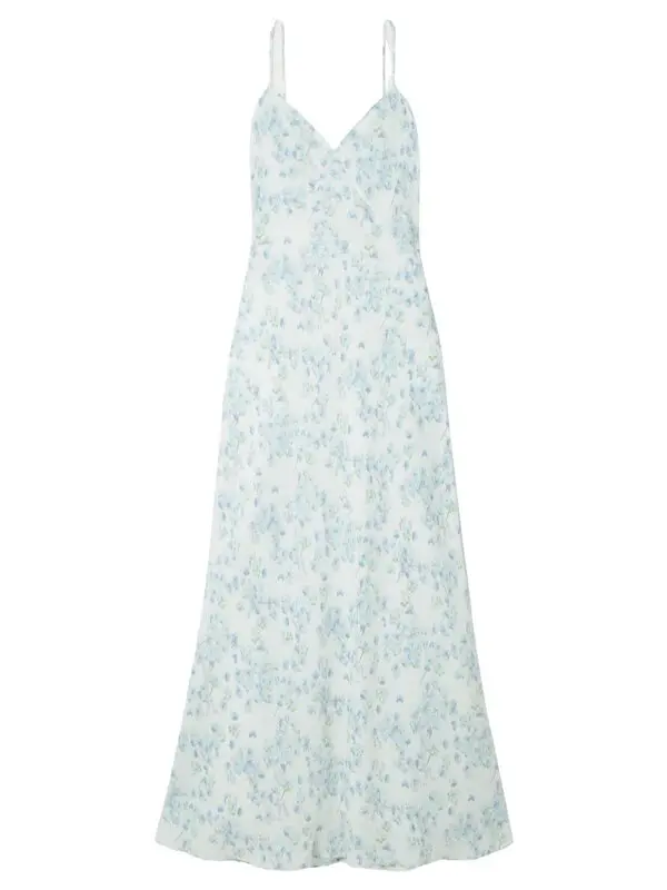Theory Printed V-neck Spaghetti Strap Midi Dress - White